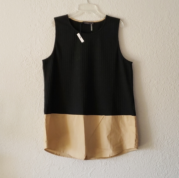 THML | Tops | Thml Mixed Media Black Ribbed Split Hem Professional Tank ...